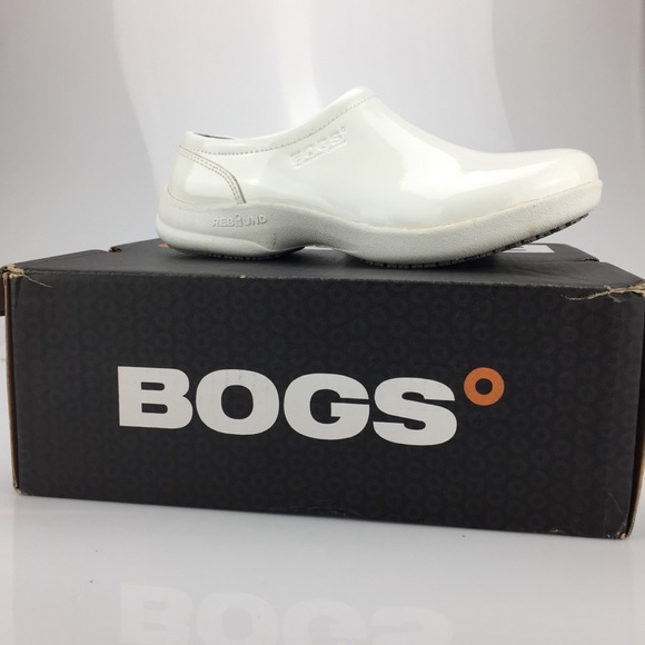 Bogs | Shoes | Bogs Ramsey White Patent Leather Waterproof Clog | Poshmark